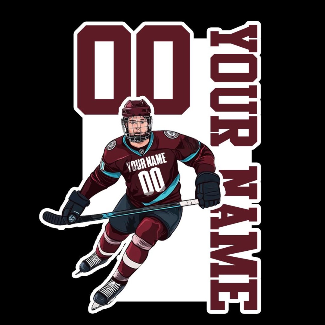 Custom Ice Hockey Sticker - Personalized Name, Number Hockey Jersey ...