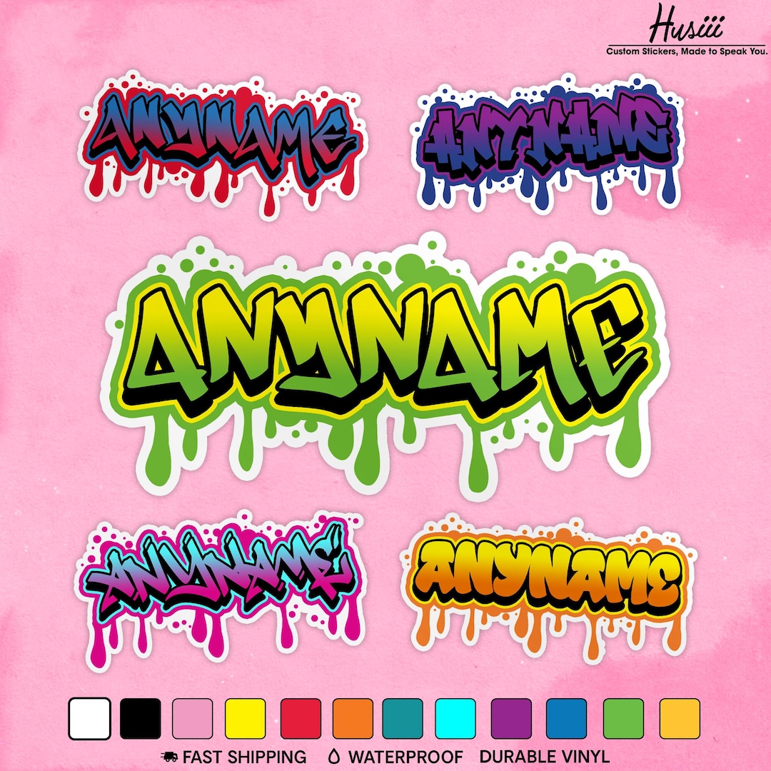 Custom Graffiti Name Decal Sticker, Personalized Graffiti Wall Name ...