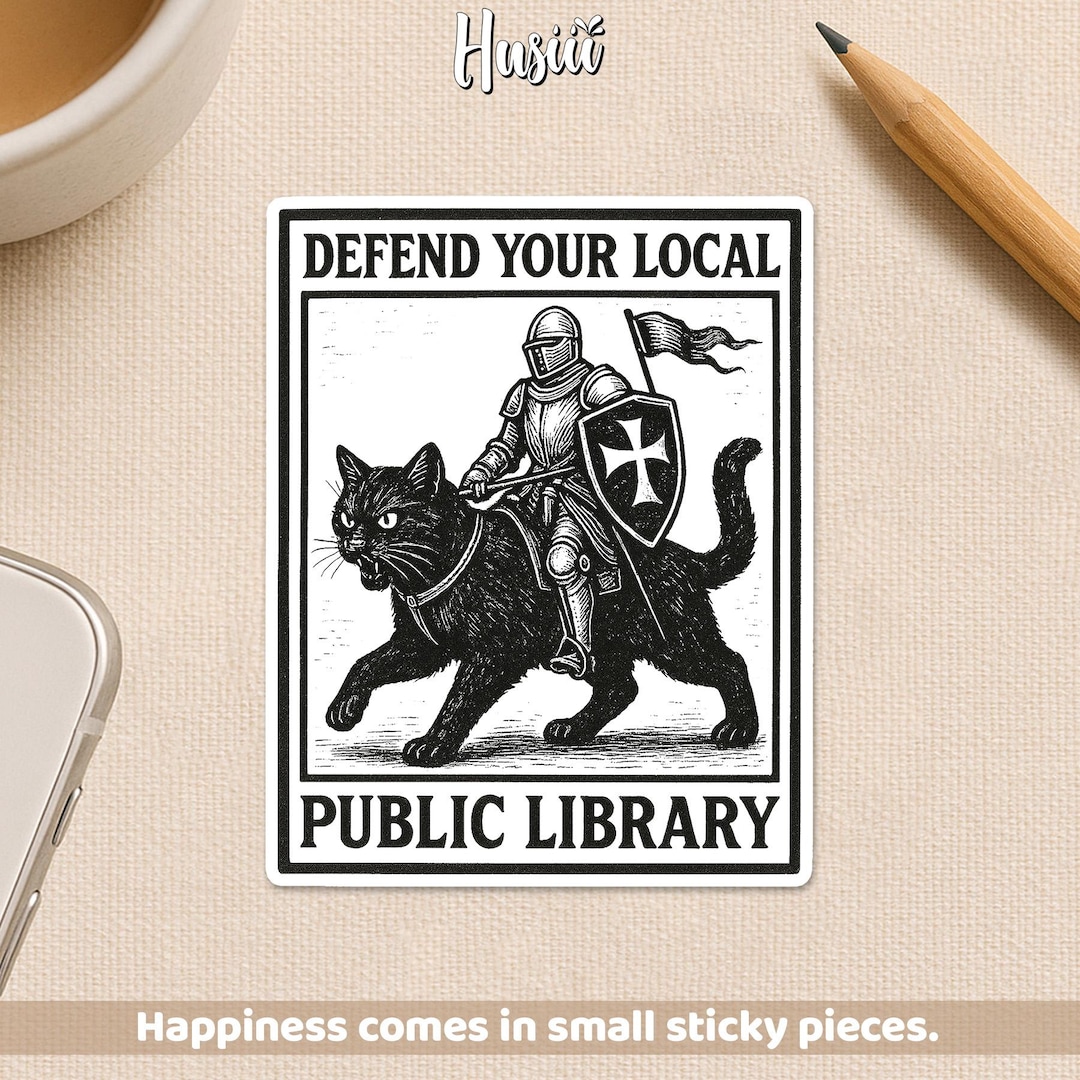 Defend Your Local Public Library Sticker, Fantasy Reader Funny Medieval ...
