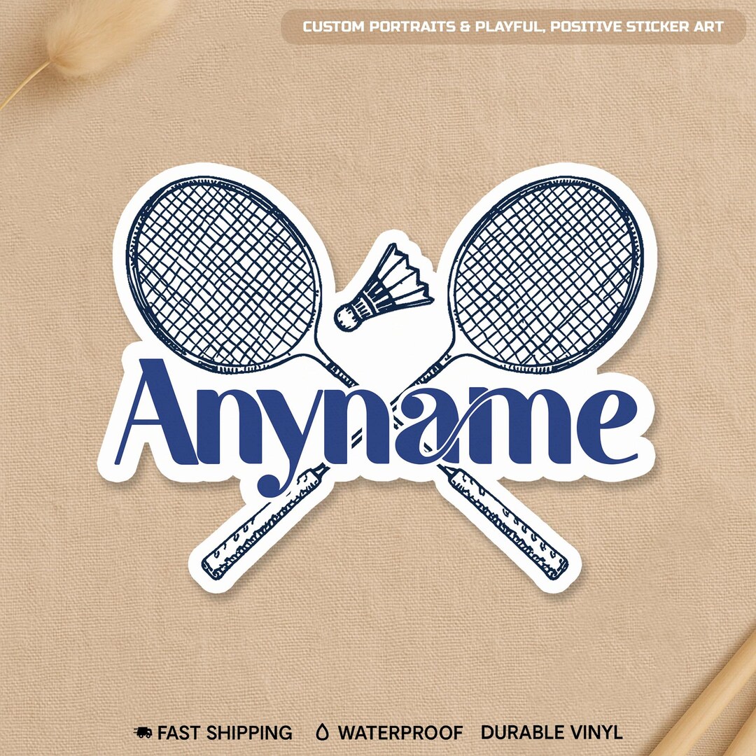 Custom Badminton Sticker, Personalized Badminton Sport Name and Number ...