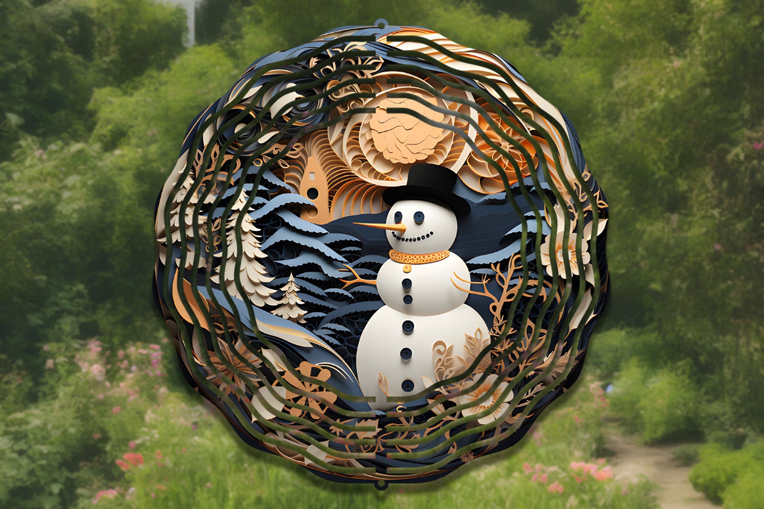 3D Snowman Wind Spinner PNG Design, 3D Snow Man Wind Spinner, Christmas ...