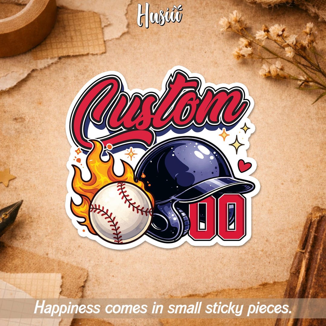 Custom Baseball Name Sticker, Personalized Baseball Player Name Team ...