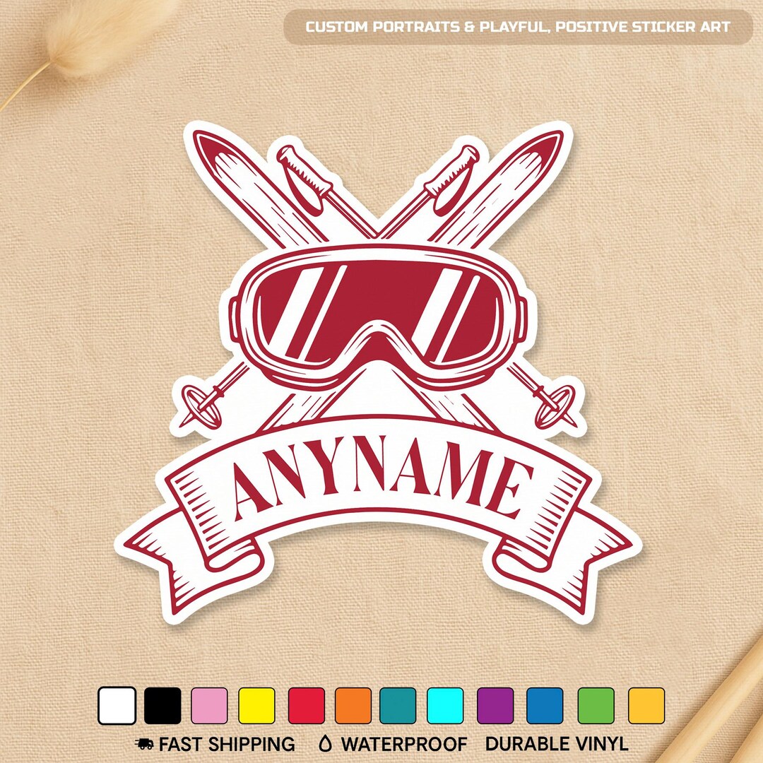 Custom Ski Goggles Sticker – Personalized Skiing Name Vinyl Decal ...