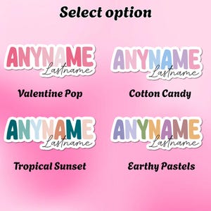 Custom Colorful Name Sticker, Personalized Retro Name Lastname for Her ...
