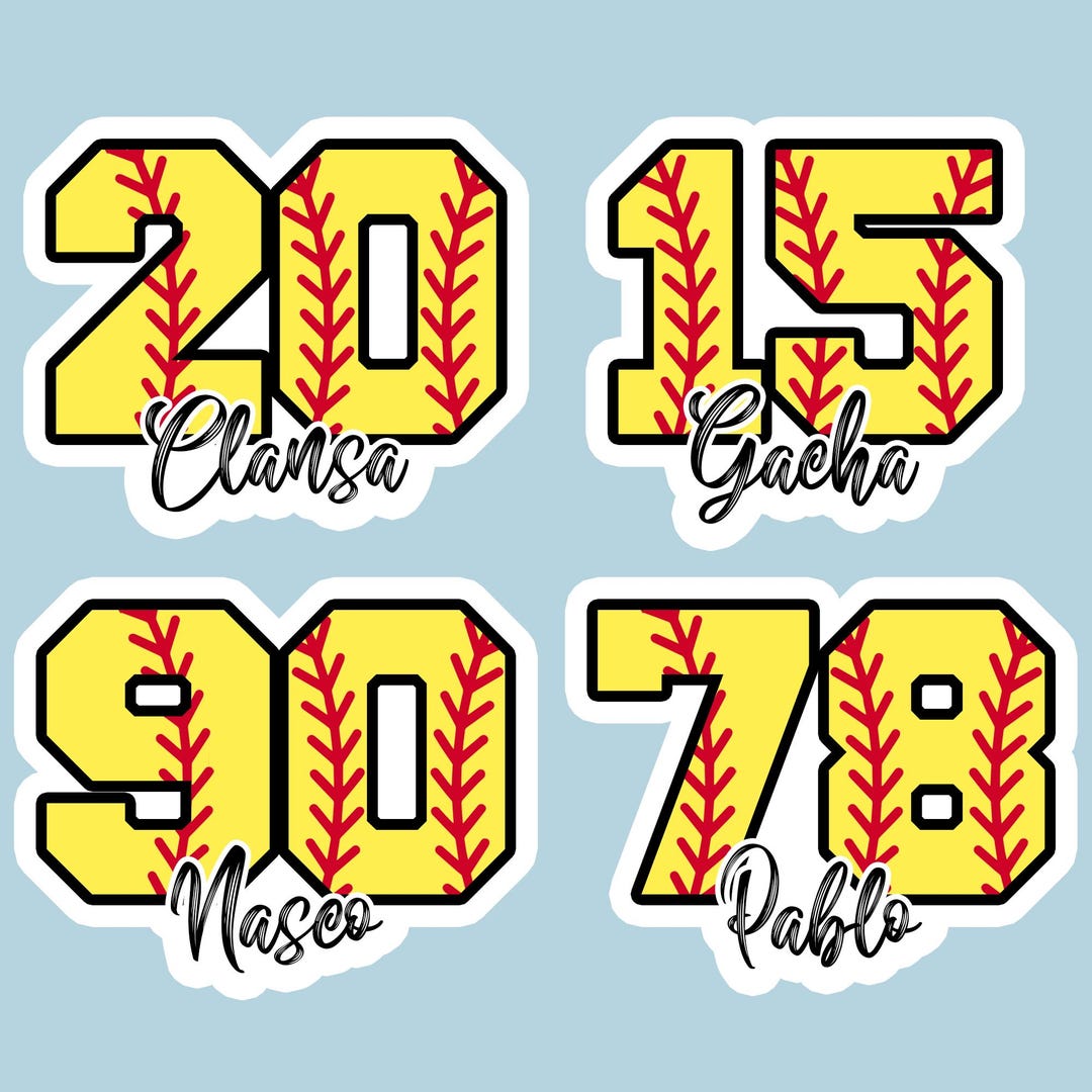 Custom Baseball Name and Number Ball Sport Softball Sticker ...