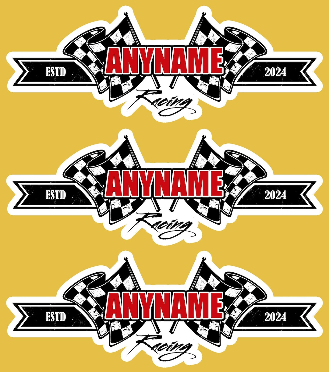 Custom Race Racing Name and Number Sticker Personalized Name Est Racing ...