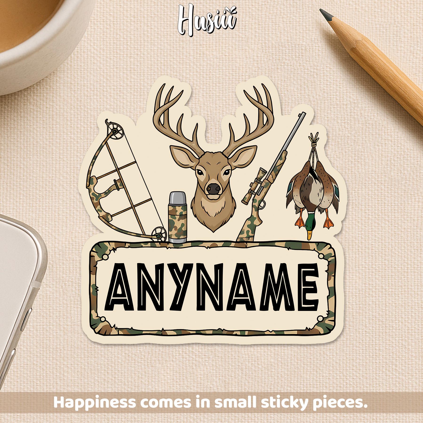 Custom Hunter Camo Name Sticker, Personalized Hunting Season Deer Duck ...