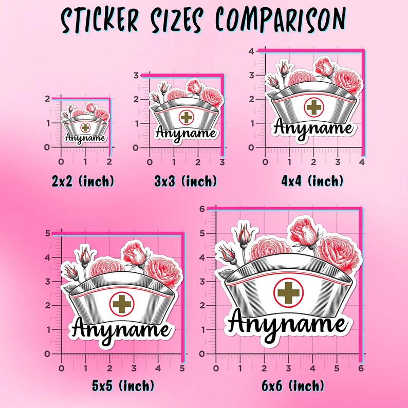 Custom Rose Nurse Name Sticker, Personalized Floral Nurses Doctors ...