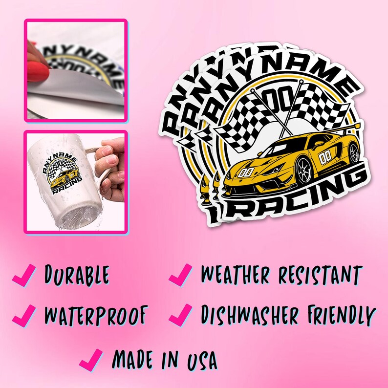 Custom Car Racing Sticker, Personalized Motorsport Car Speedy Racer ...