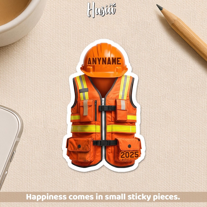Custom Construction Worker Name Sticker, Personalized Builders Engineer ...