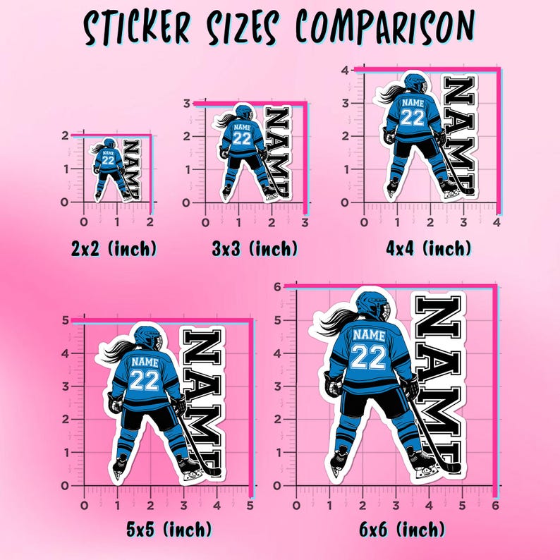 Custom Hockey Player Sticker, Personalized Boy Girl With Name Number ...
