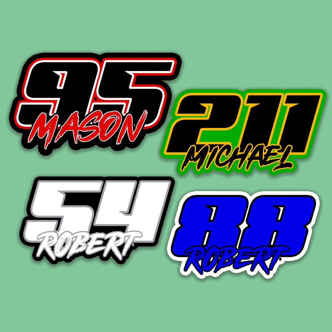 Custom Racing Sticker Personalized Race Name Number Text Car Decal ...