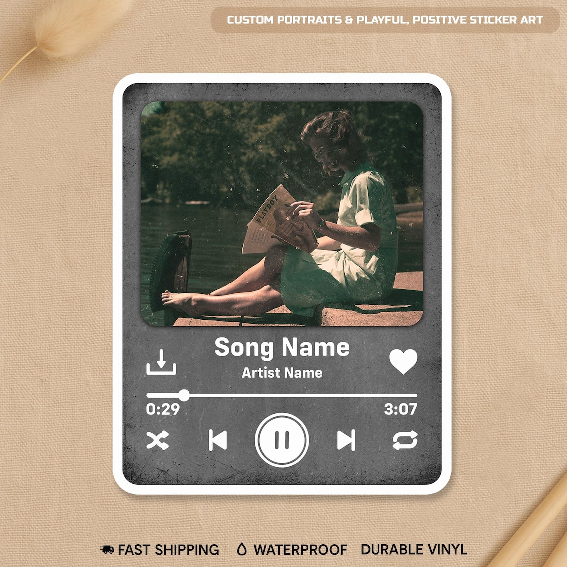 Custom Song Name and Album Photo Sticker, Personalized Favorite Song ...
