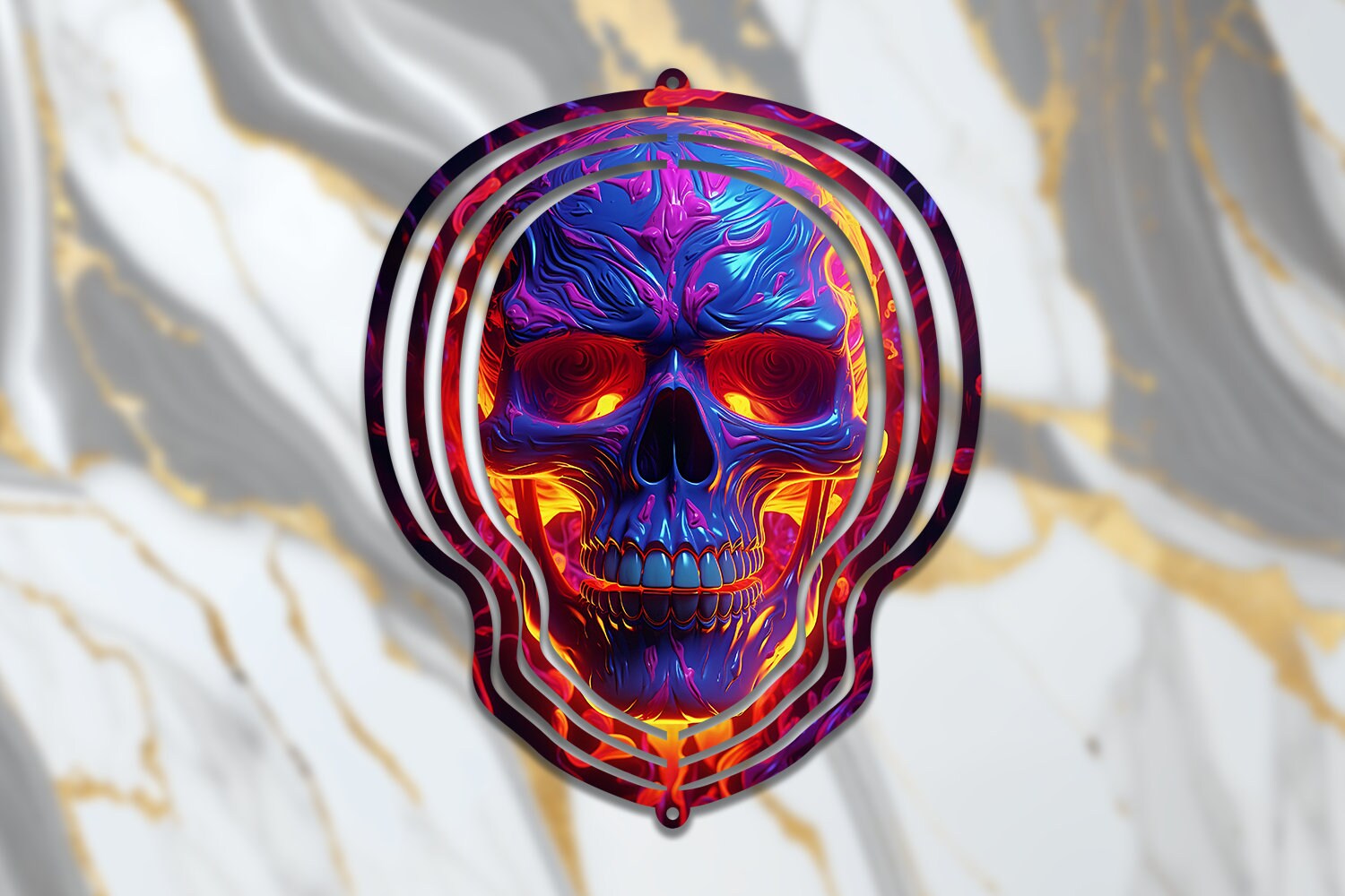 A Scary Skull Glowing Skeleton Head Buring 3D Wind Spinner - Etsy