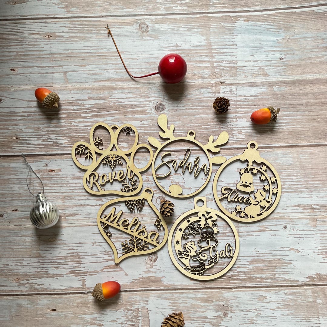 Personalized Wooden Christmas Ornaments 2024 Custom Wood Name Ornament ...