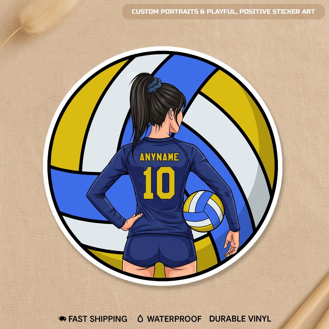 Custom Volleyball Player Sticker, Personalized Volleyball Women Sports ...