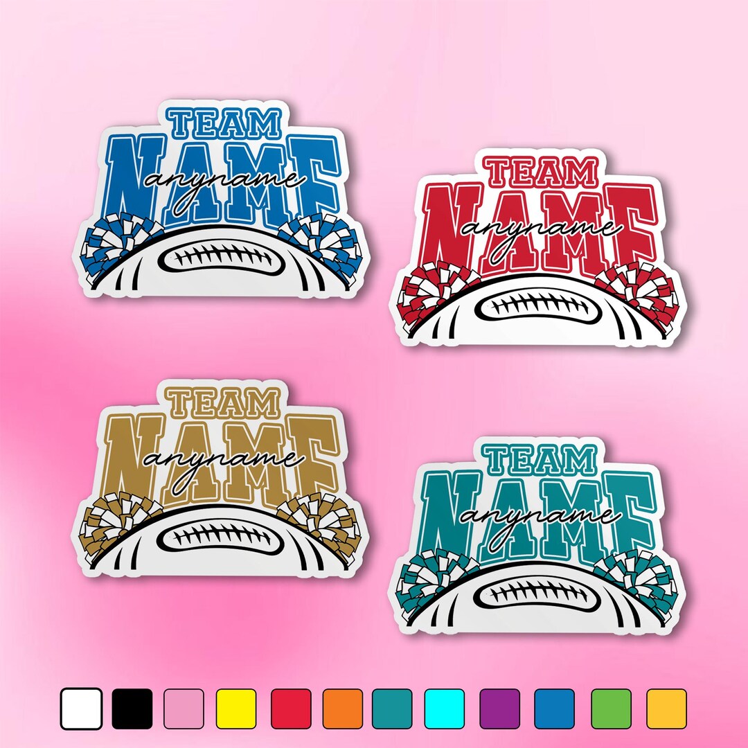 Custom Football Cheer Sticker, Personalized Cheerleader Team Spirit ...