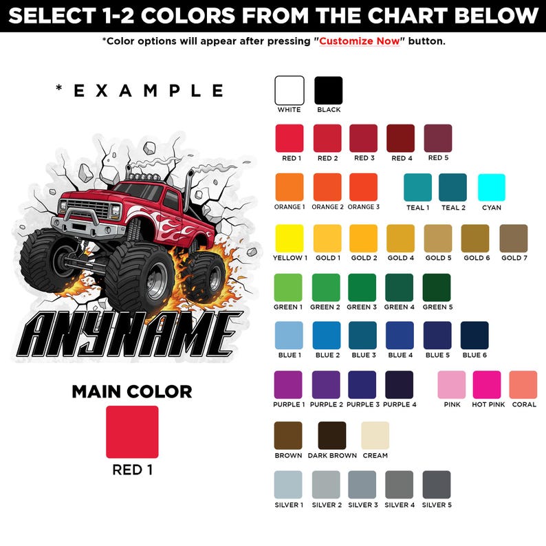 Custom Monster Truck Name Sticker, Personalized Cool Crack Trucks ...