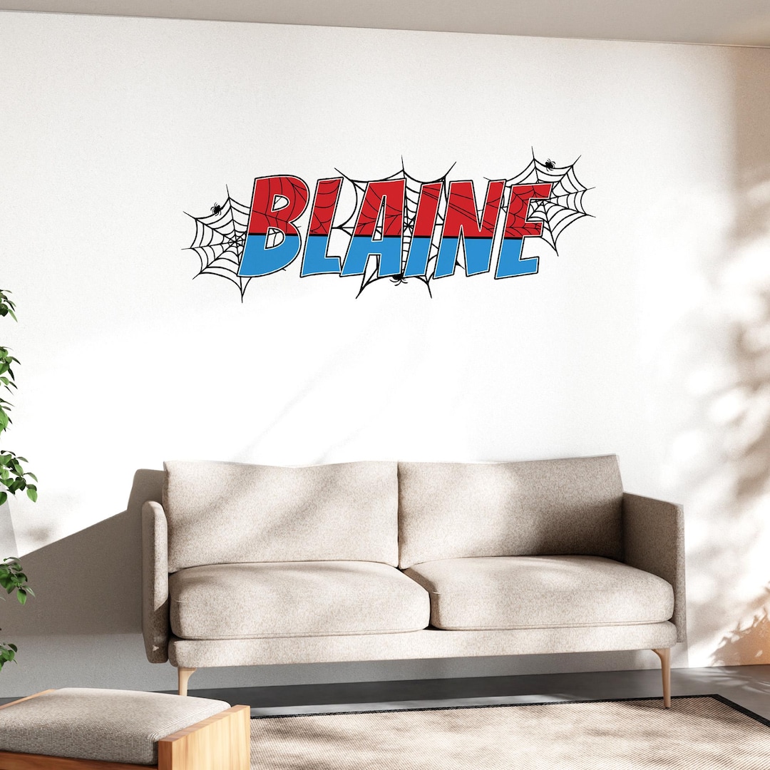Custom Spider Name Wall Decal, Personalized Superhero Name Spidey DTF ...