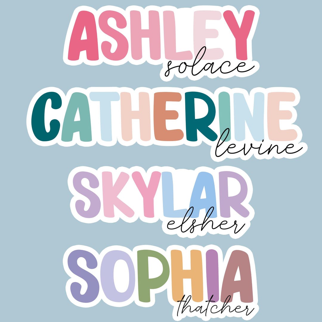 Custom First and Last Name Aesthetic Waterproof Vinyl Decal for Water ...