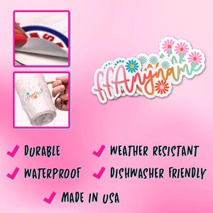 Personalized Daisy Flower Name Sticker, Custom Colorful Floral Names ...