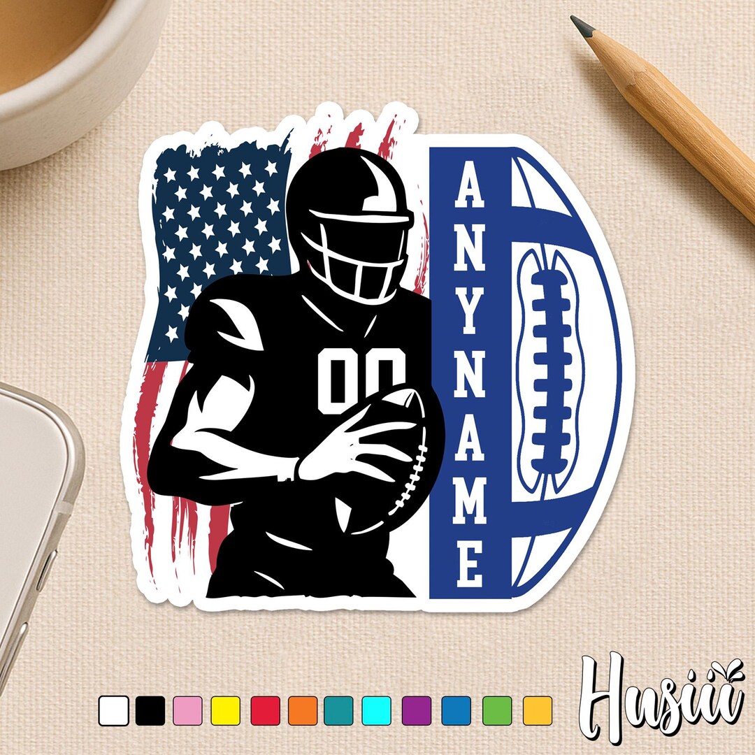 Custom Football Player Sticker, Personalized Football Sport Player With ...