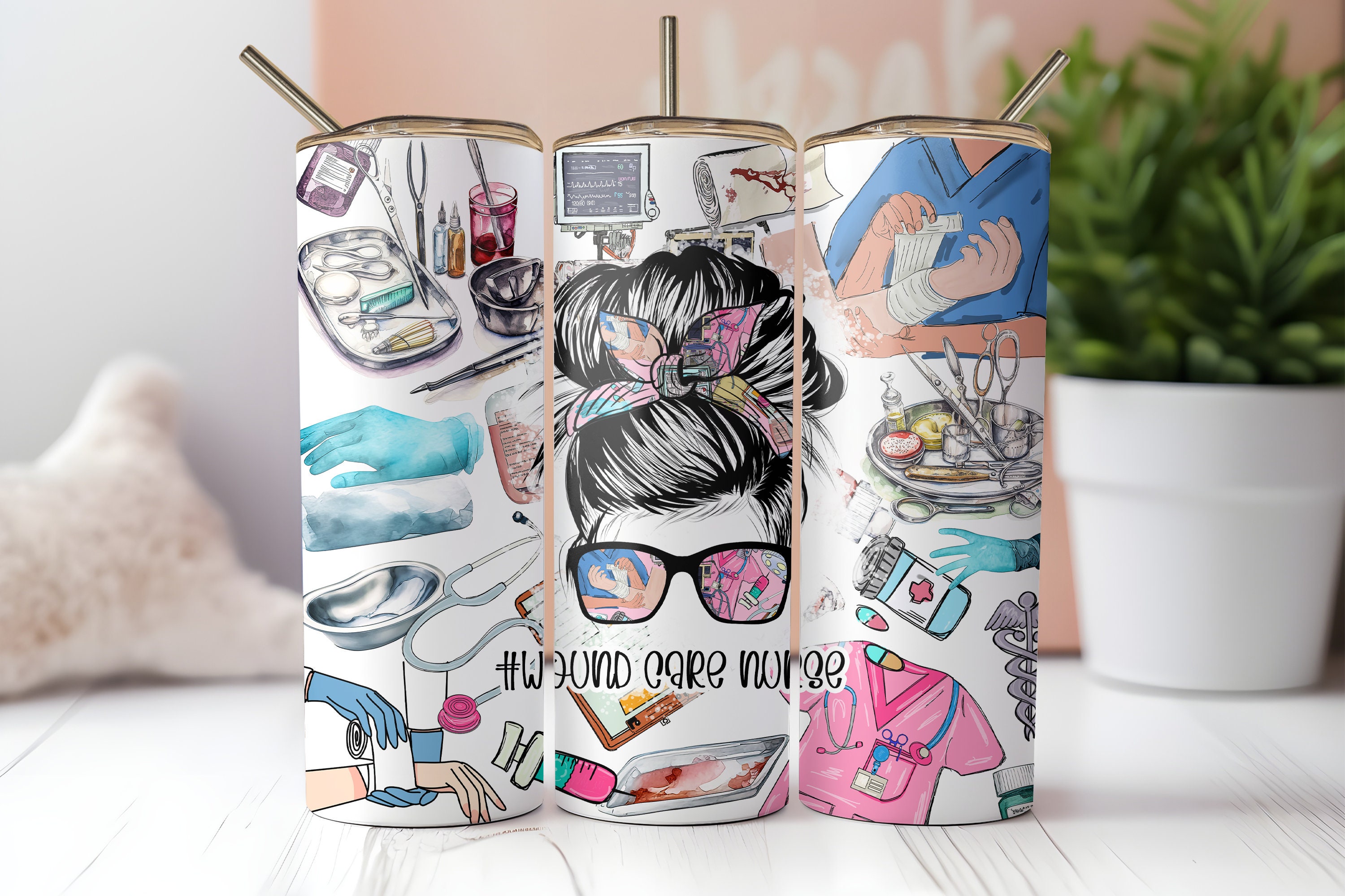 Wound Care Nurse Life Female Tumbler PNG, Tumbler Design 20 Oz Skinny ...