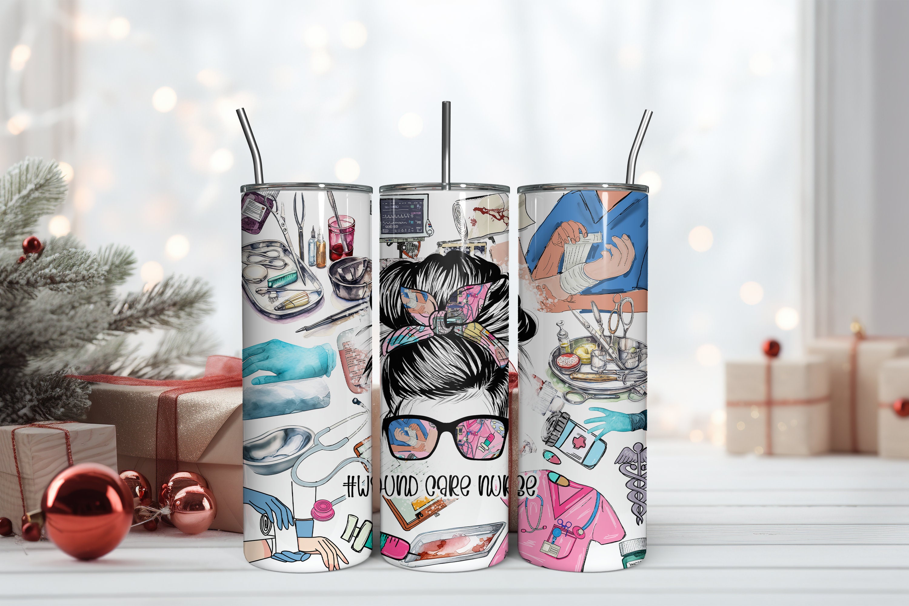 Wound Care Nurse Life Female Tumbler PNG, Tumbler Design 20 Oz Skinny ...