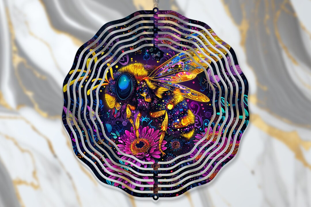 The Bee Wind Spinner PNG, Wind Spinner Sublimation Designs, Neon ...