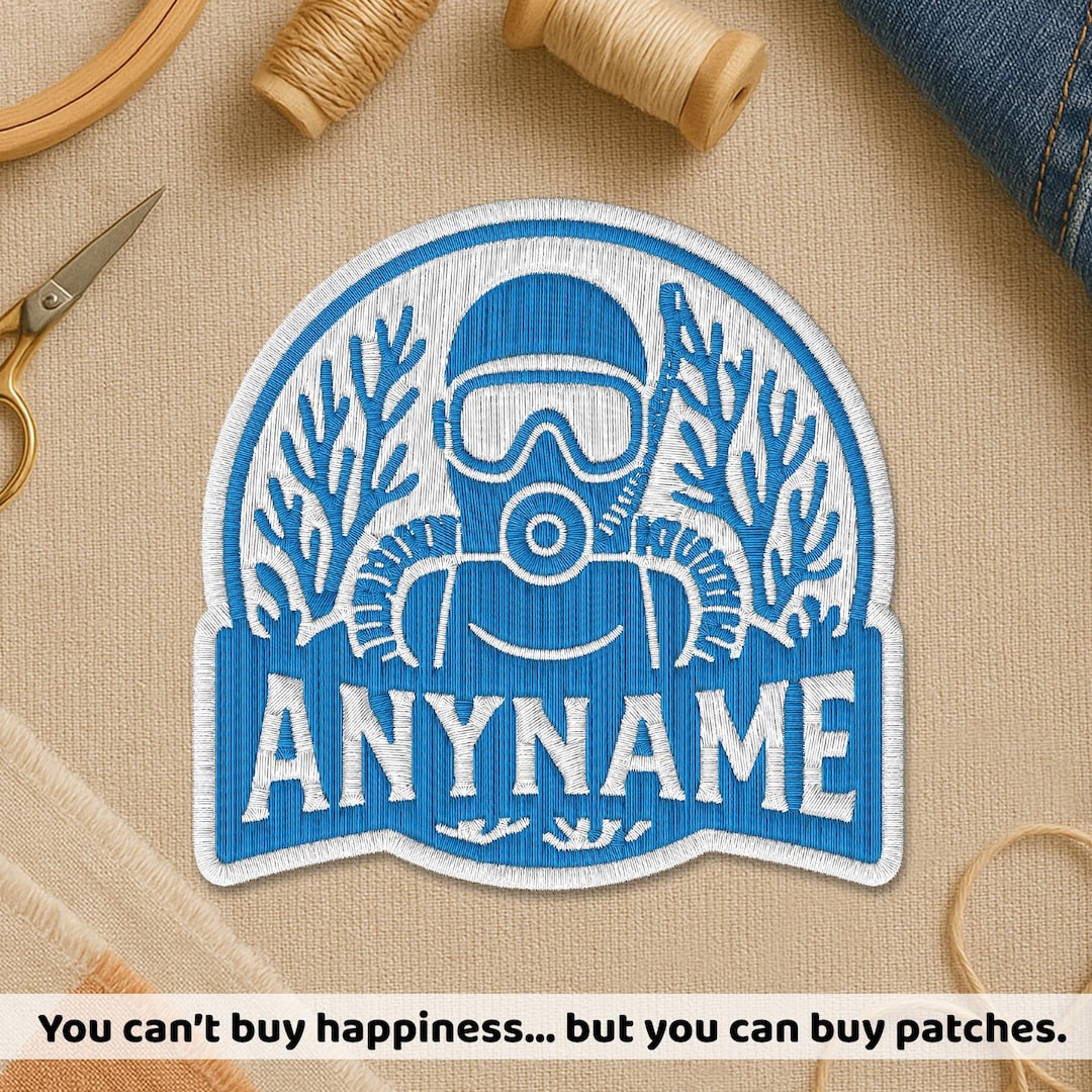 Custom Scuba Diving Name Embroidered Patch, Personalized Aqua Explorer ...