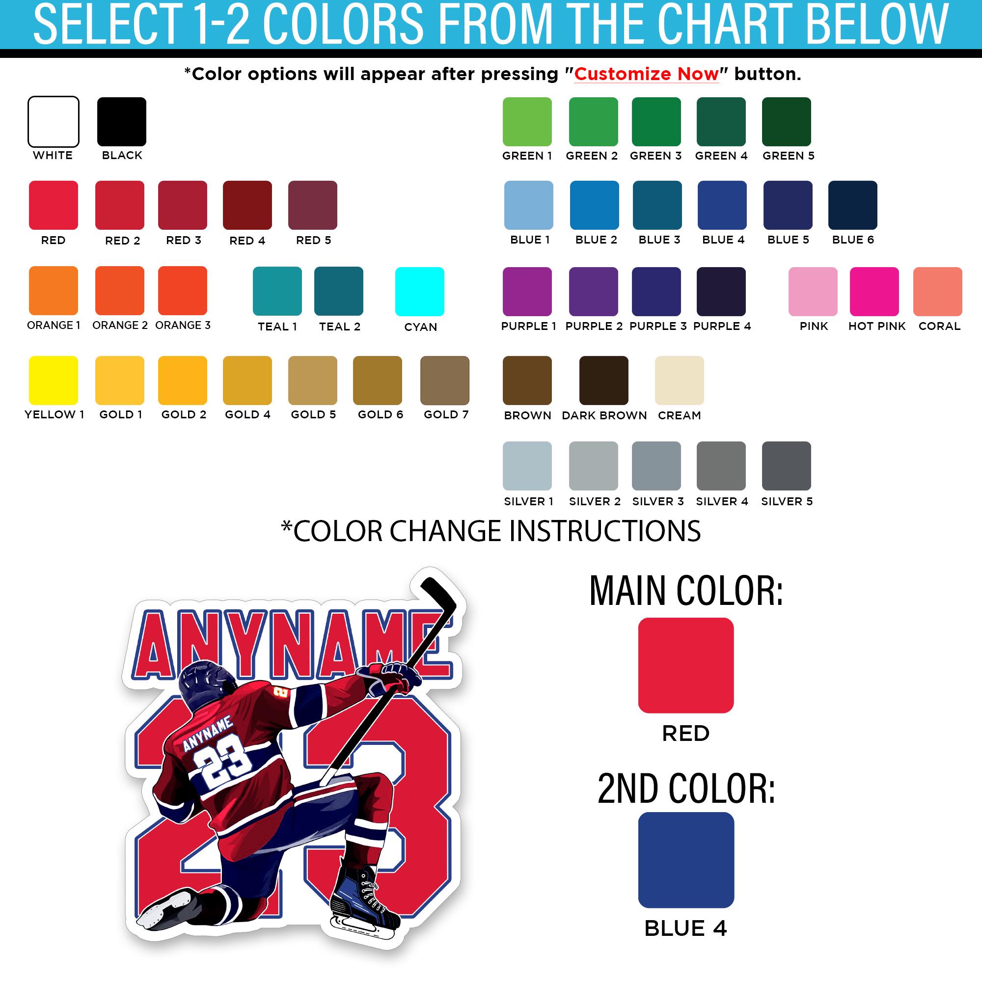 Custom Hockey Name Decal Sticker, Personalized Hockey Name Number ...