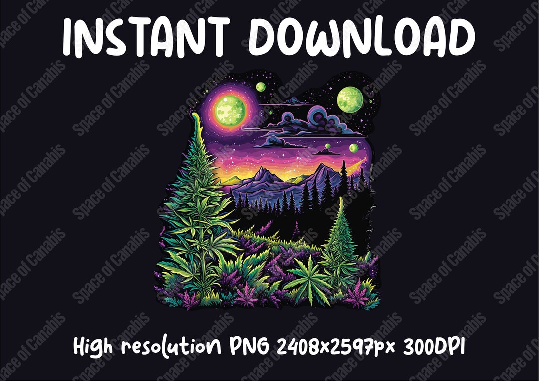 Space of Marijuana Purple 3D Style T-shirt PNG, Instant Download, Area ...