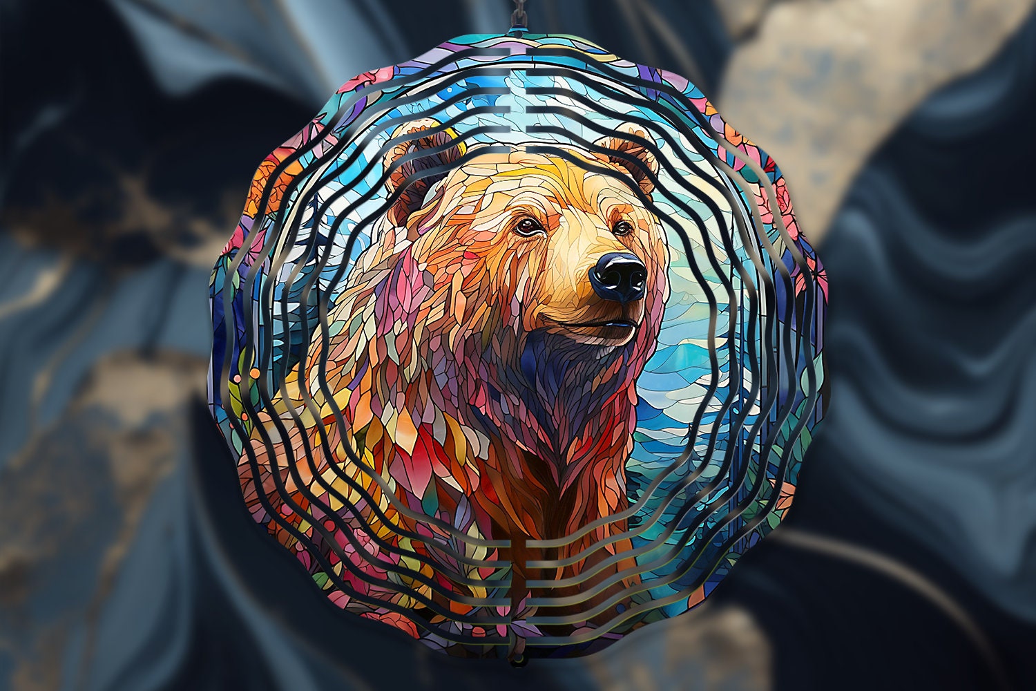 Stained Glass Bear Wind Spinner PNG Bear Stained Glass - Etsy