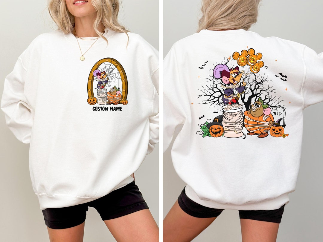 Custom Name Jaq and Gus Mummy Porthole Halloween 2-sided Shirt, Disney ...