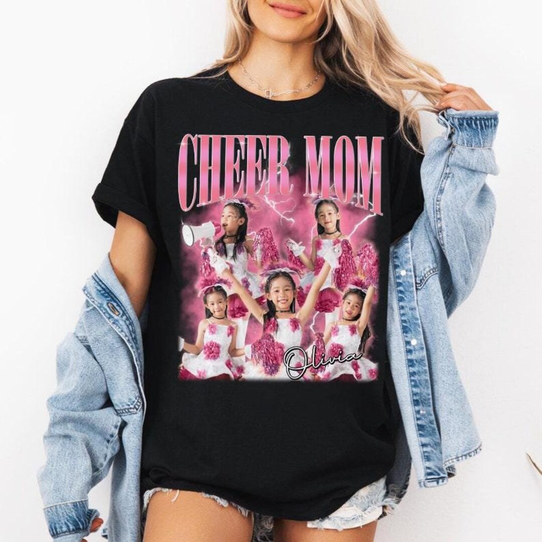 Personalized Cheer Mom Bootleg Shirt, Custom Photo Cheer Mama Shirt ...