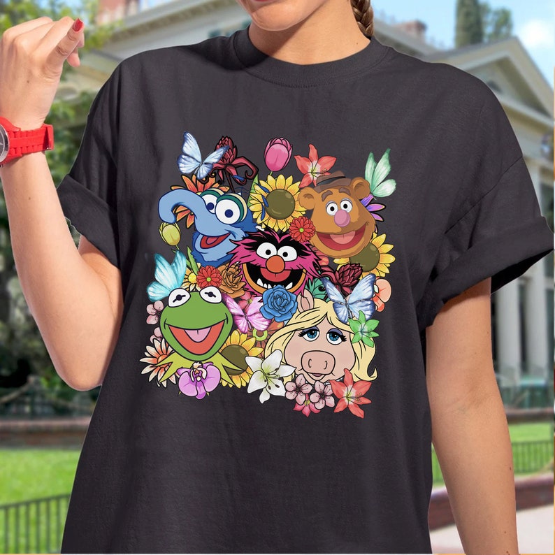 Disney the Muppets Floral Characters Shirt, Kermit, Fozzie, Animal ...