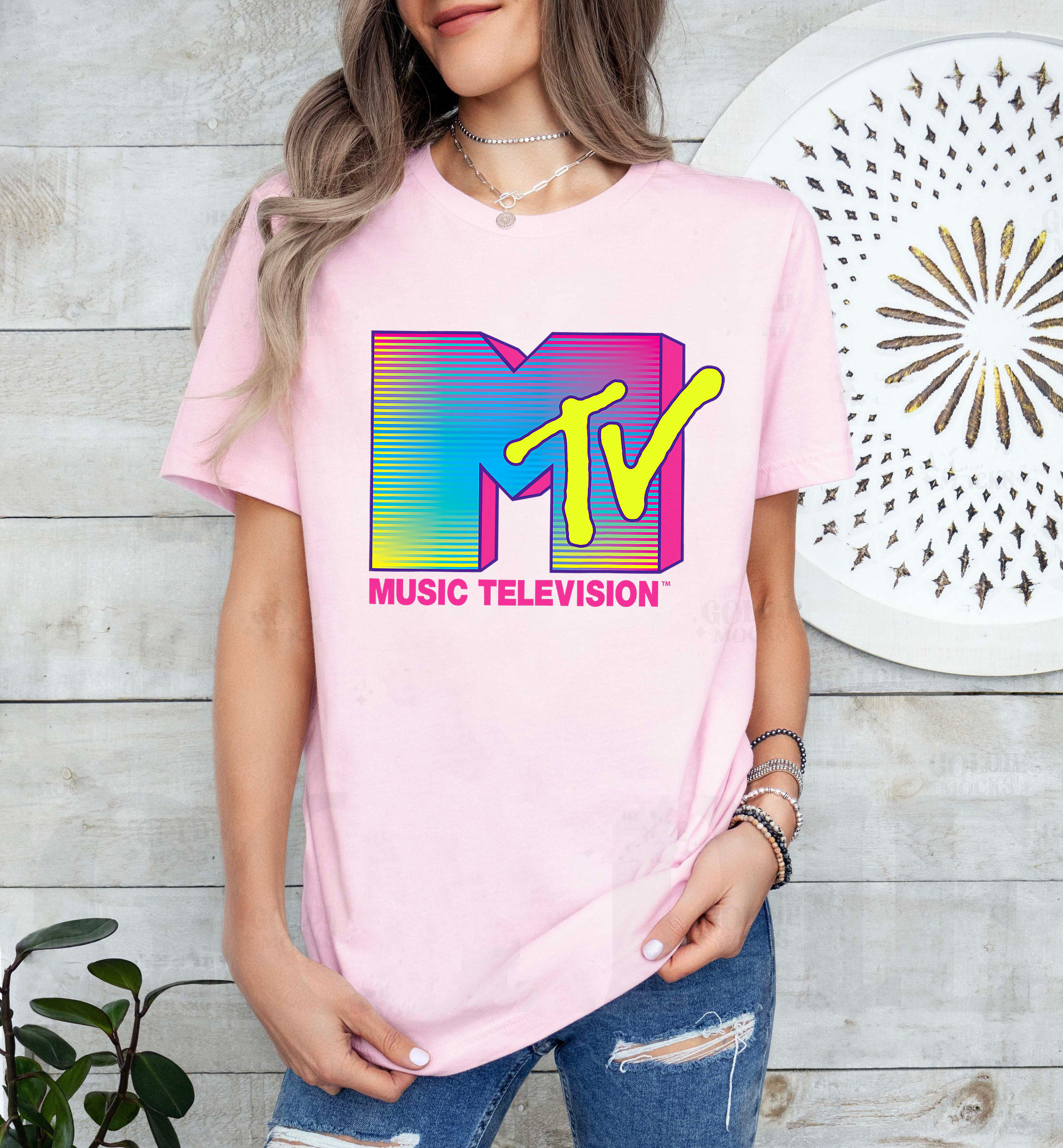 MTV Logo Fluorescent Colors Retro Design T-shirt, MTV Shirt, MTV Music ...