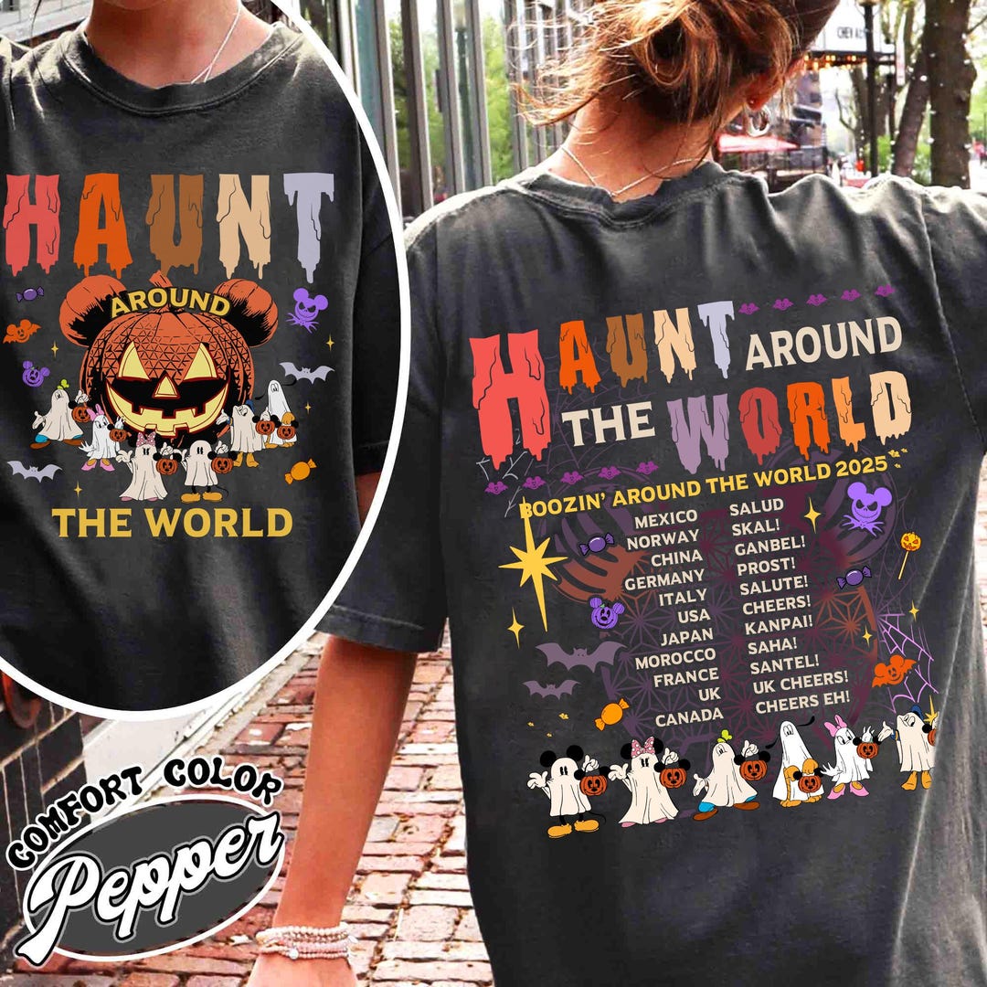Disney Epcot Halloween Pumpkin Haunt Around the World T-shirt, Mickey's ...
