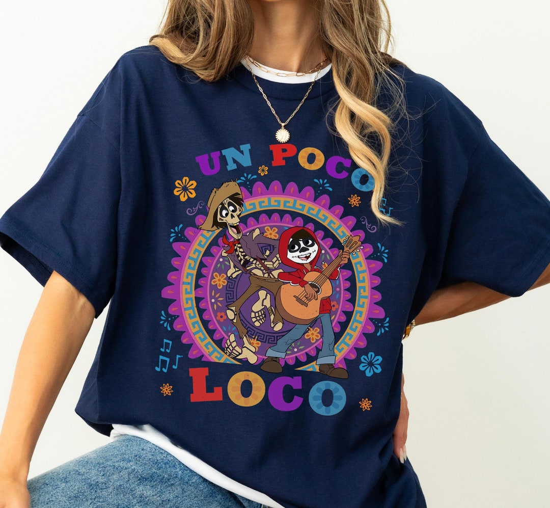 Disney Pixar Coco Un Poco Loco Miguel Skeletons Floral T-shirt, Disney ...