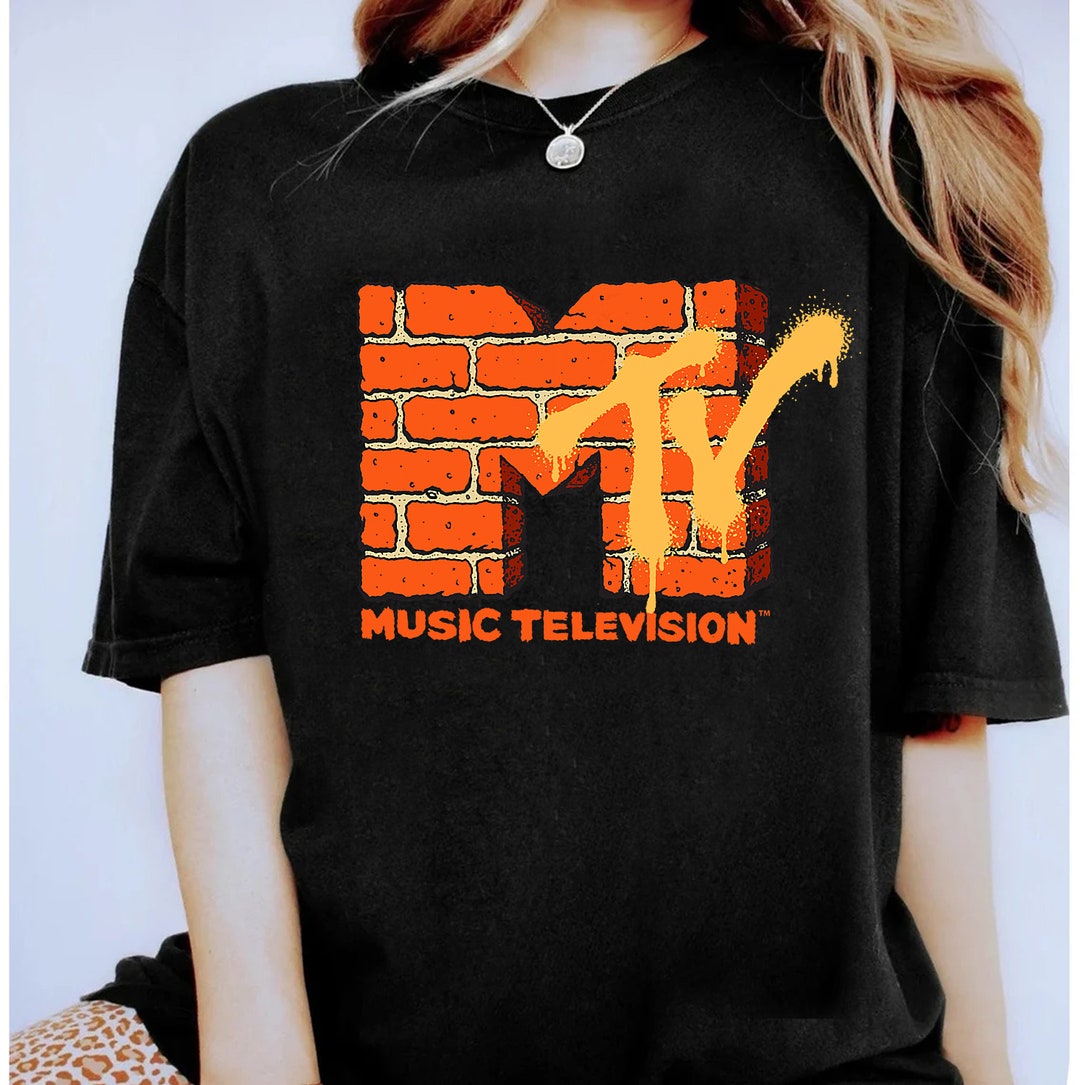 Classic MTV Logo Yellow and Orange Brick Graphic T-shirt, MTV Shirt ...