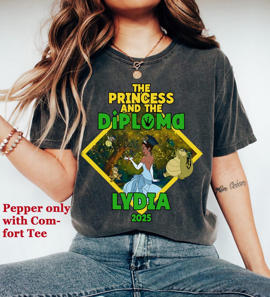 Personalized Disney Princess Tiana the Princess and the Diploma 2025 T ...