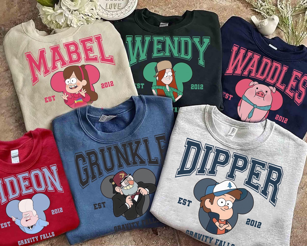Disney Gravity Falls Full Characters Group Matching T-shirt, Disney ...
