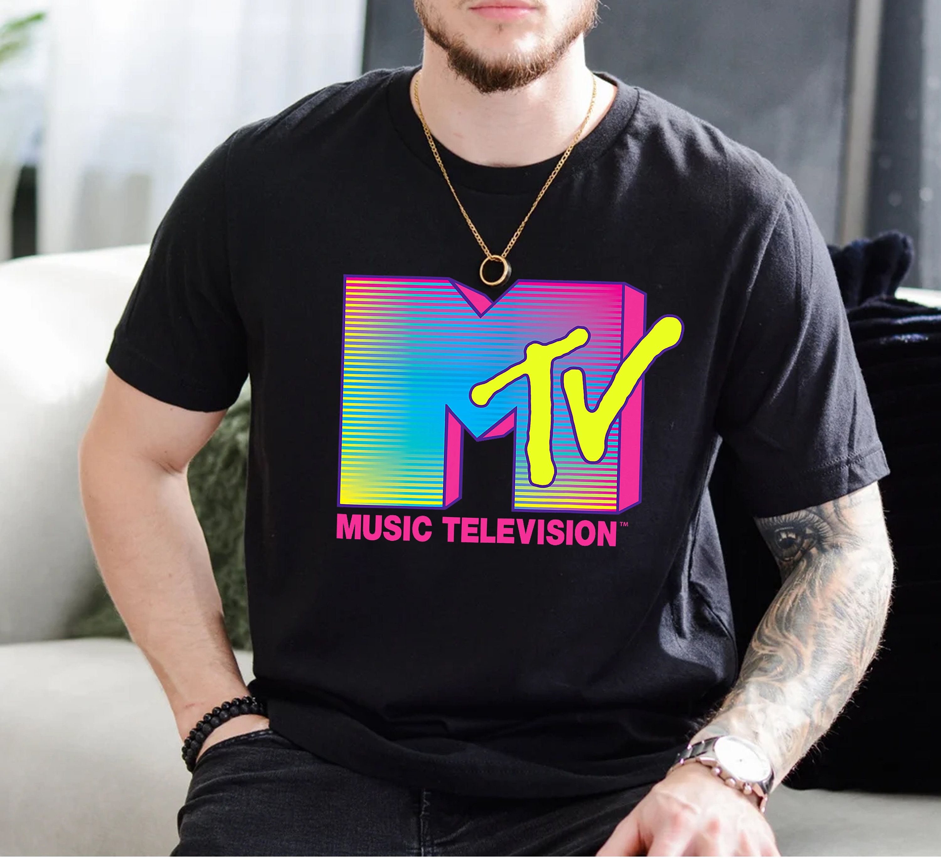 MTV Logo Fluorescent Colors Retro Design T-shirt, MTV Shirt, MTV Music ...