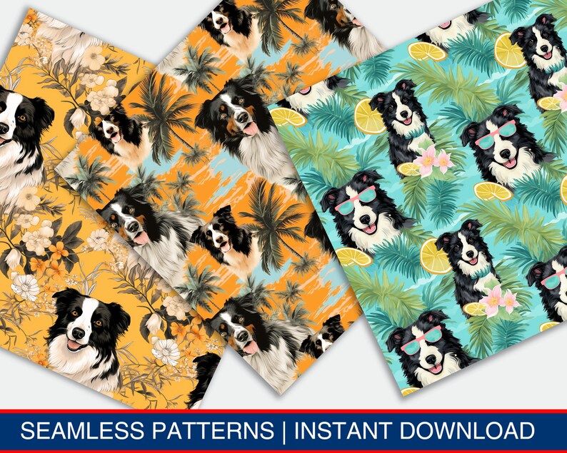 Cute Border Collie Puppy Dog Canine #A1 Seamless Pattern High-quality ...