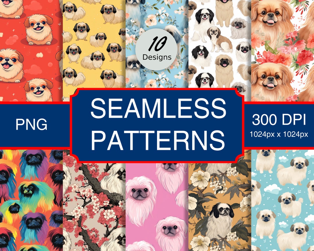 Cute Pekingese Puppy Dog Canine #A1 Seamless Pattern High-quality Png ...