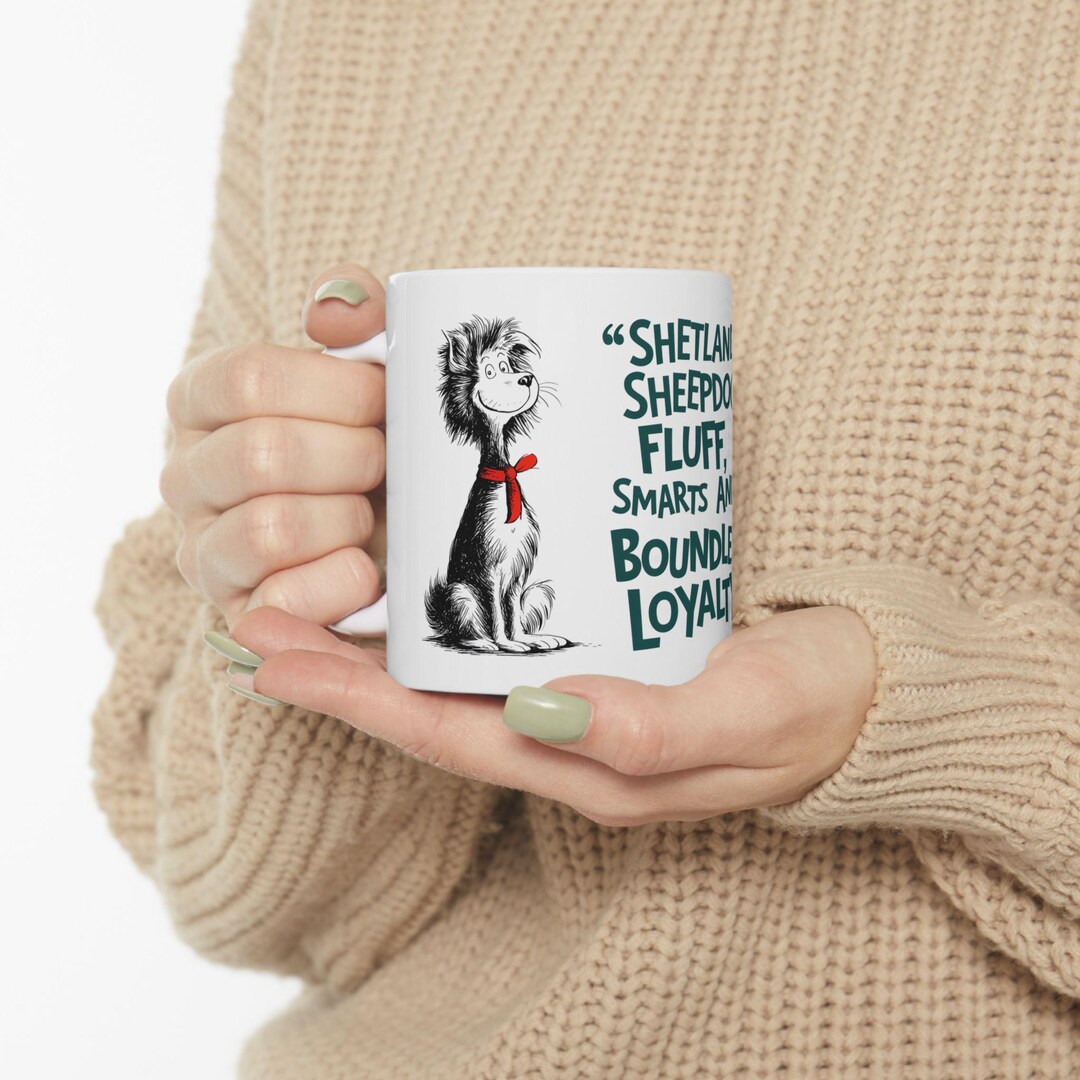 Shetland Sheepdog: Cute Shetland Sheepdog Art on White Ceramic Coffee ...