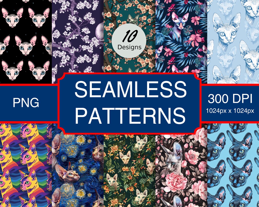 Cute Dwelf Kitten Cat Feline #A1 Seamless Pattern High-quality Png ...