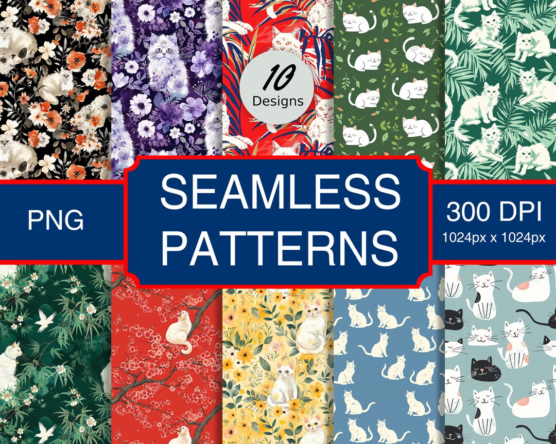 Cute Minuet Kitten Cat Feline Seamless Pattern High-quality Png Image ...