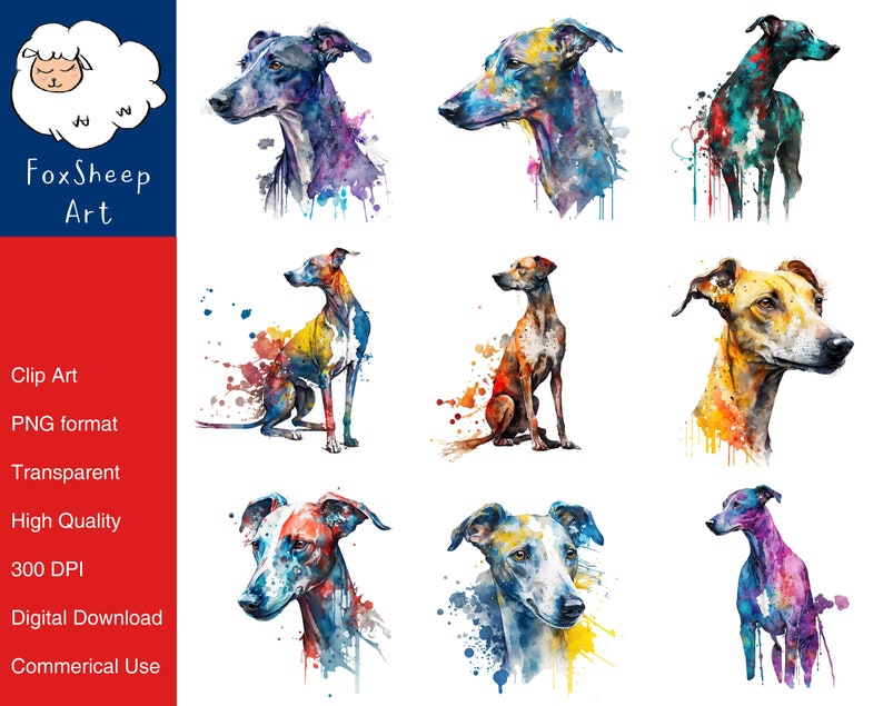 9 Whippet Dog Clipart High-quality PNG Image, Print, Paper, Art, Craft ...