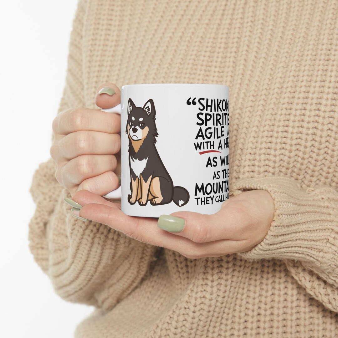 SHIKOKU: Cute Shikoku Art on White Ceramic Coffee Mug Cup, Dog Lover ...